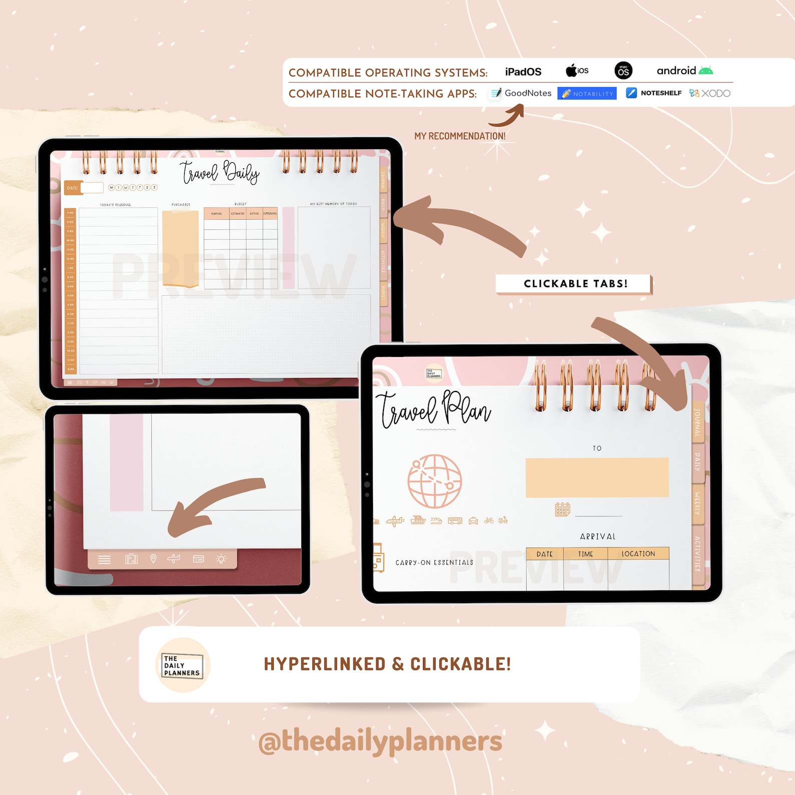 Digital TRAVEL Planner & Journal to Use in Goodnotes | Etsy