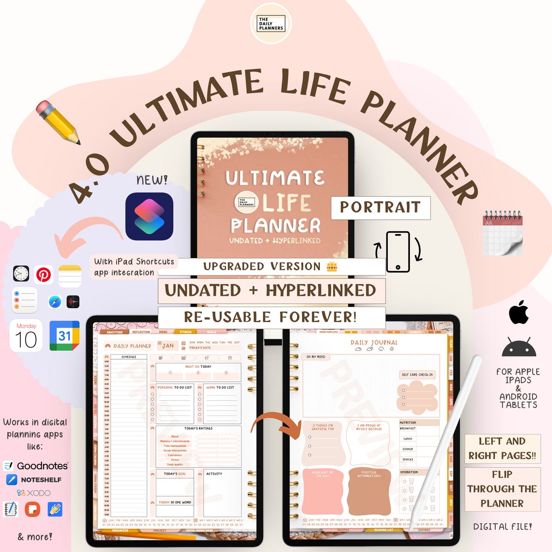 Ultimate Life Planner: Undated Portrait Digital Planner (hyperlinked ...