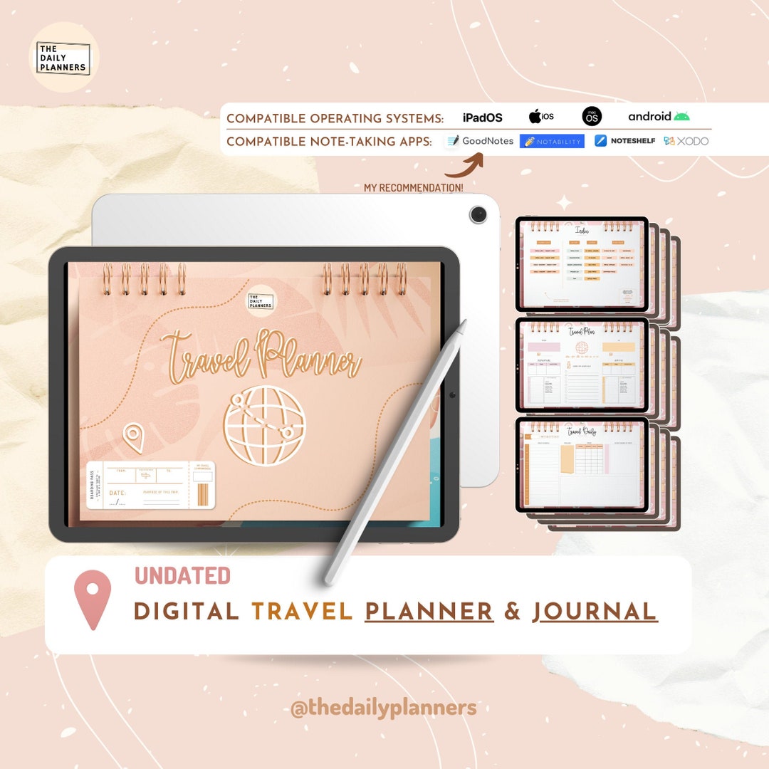 Digital TRAVEL Planner & Journal ⋒ to Use in Goodnotes, Noteshelf, Xodo ...