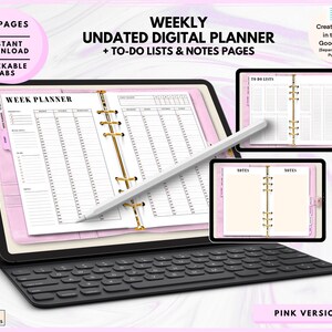 Weekly_undated Digital Planner [pink] Planner + to Do Lists + Note ...