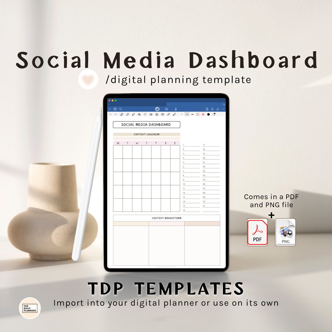 Social Media Dashboard | Digital Planning Template | TDP TEMPLATES ...