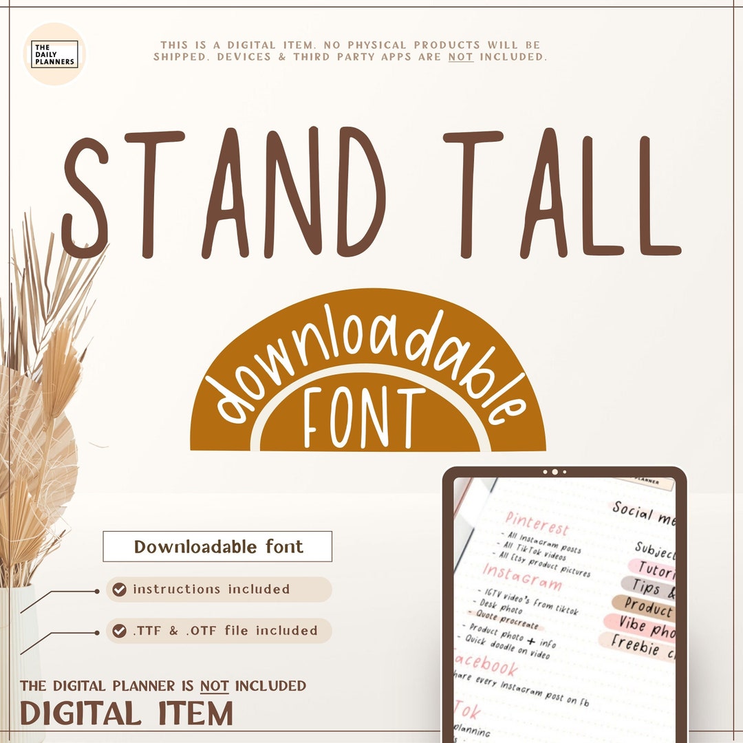 Stand Tall Font ~ Downloadable Font | .ttf .otf Files | Digital ...