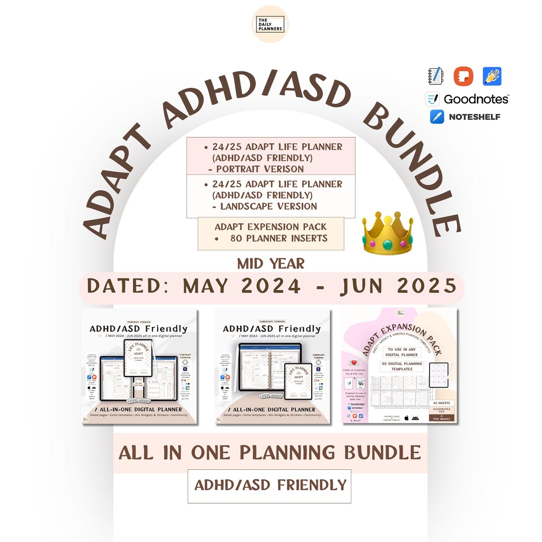 ADAPT Adhd/asd Friendly BUNDLE for Digital Planning | Digital Planners ...