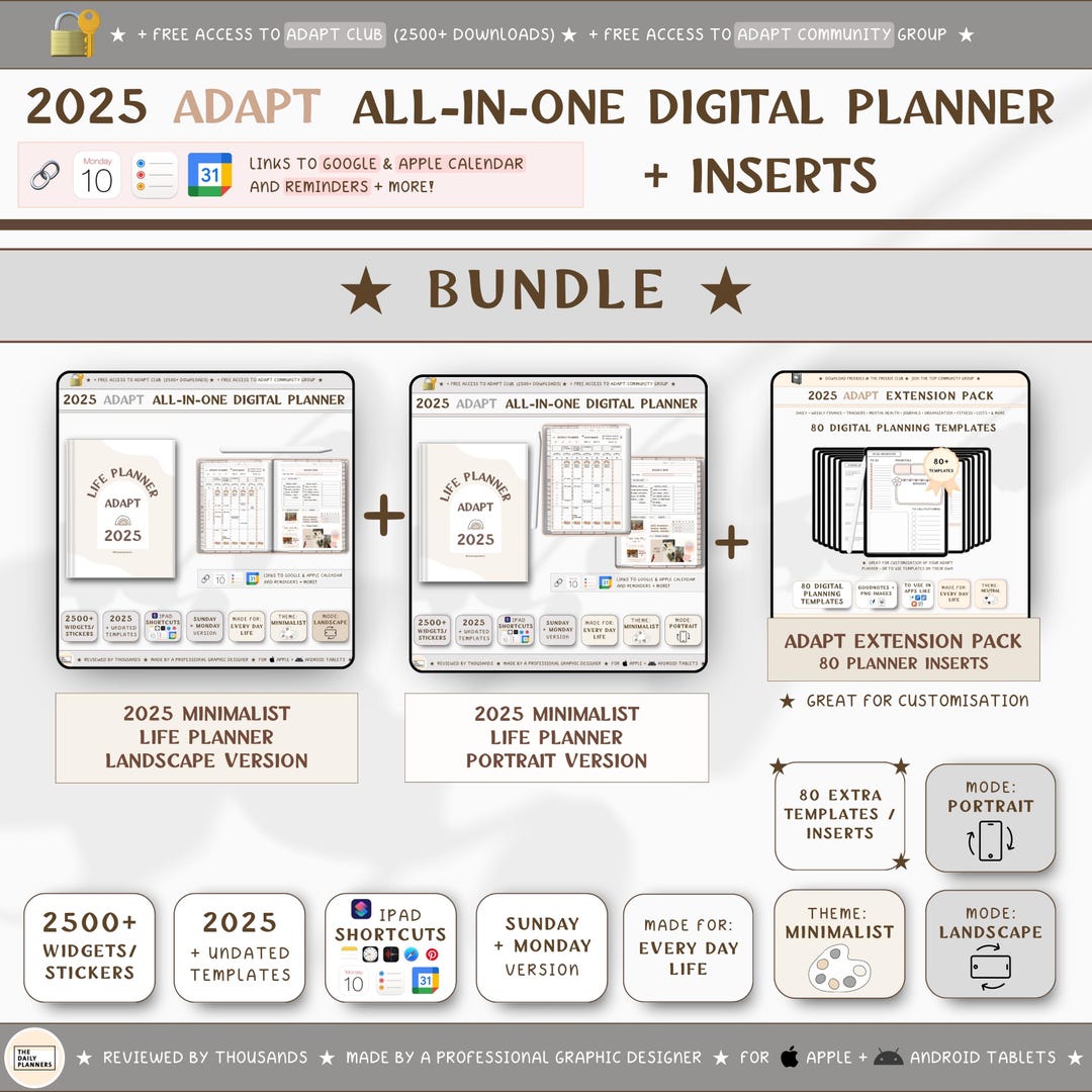 ADAPT 2025 BUNDLE for Digital Planning MINIMALIST | Digital Planners ...