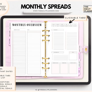 Pink Undated Digital Planner: Daily, Weekly, Monthly (PDF) - Etsy