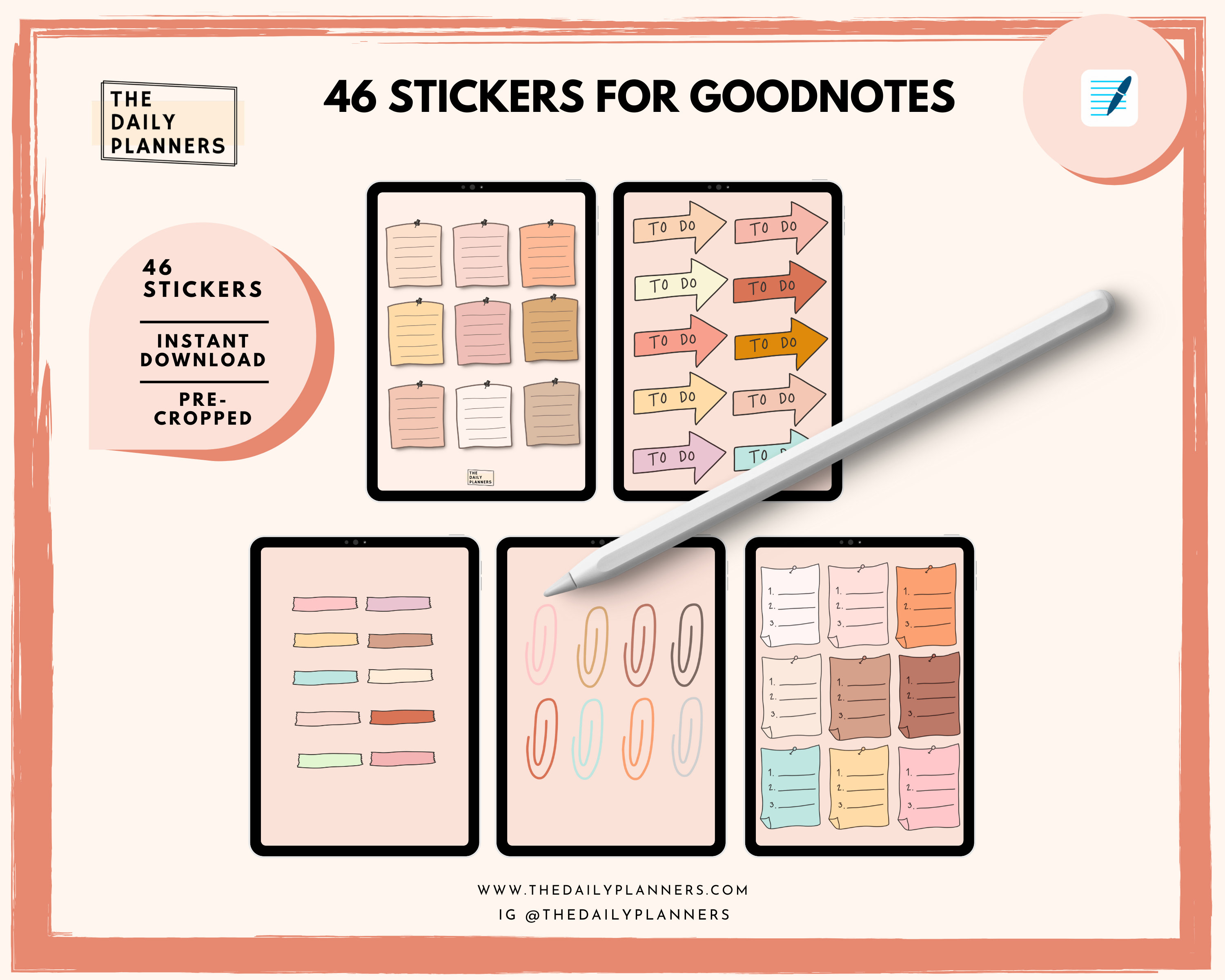 Sticker Book 46 Note Stickers for Goodnotes pre-cropped - Etsy