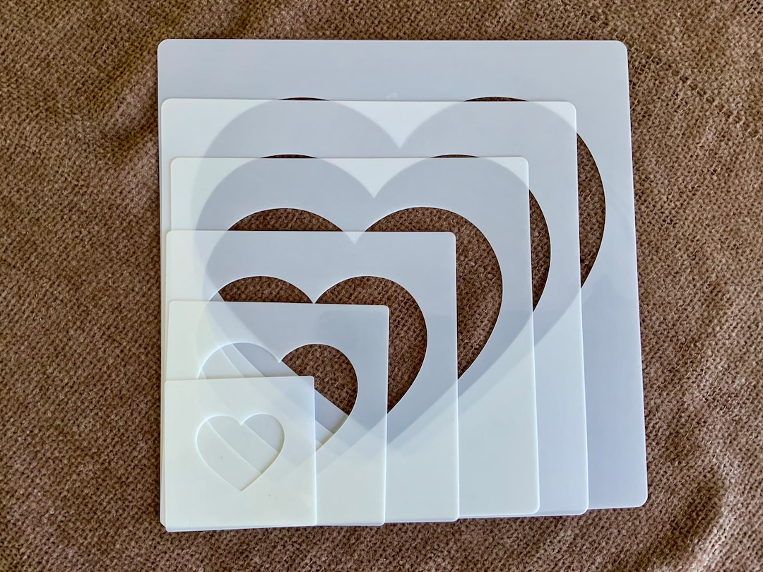 Heart Stencil-8 Sizes Available-thickness 0.7mm-plastic Drawing Stencil ...
