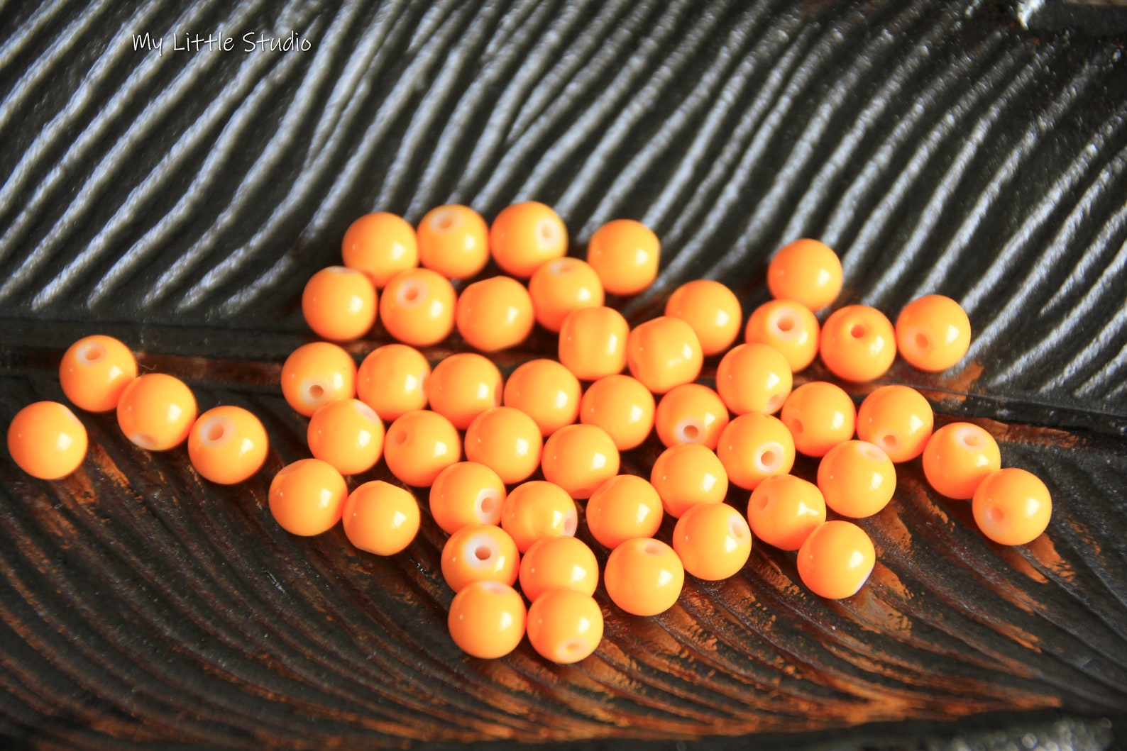 Destash-orange Glass Beads-6mm-50 Beads-orange Beads-bright Orange - Etsy