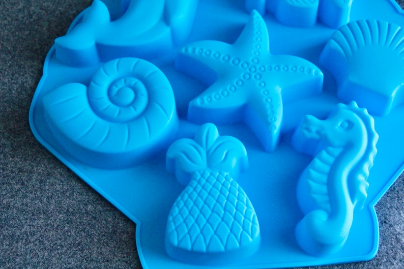 Silicone Moulds-sea Creatures Mermaid Fish Shell-for Soap Making Baking ...