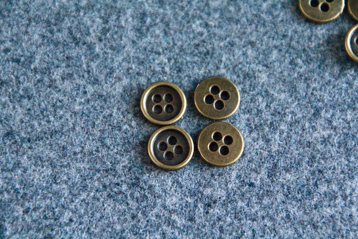 Metal Buttons-10mm-pack of 10 Buttons-choose Size-flat Buttons-4 Hole ...