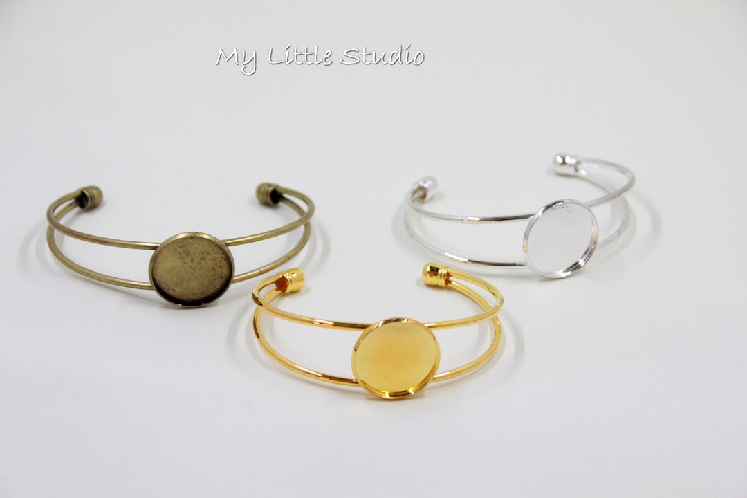 2xblank Cuff Bracelets-20mm Bank-bronze Gold Silver-blank Bangle Base ...