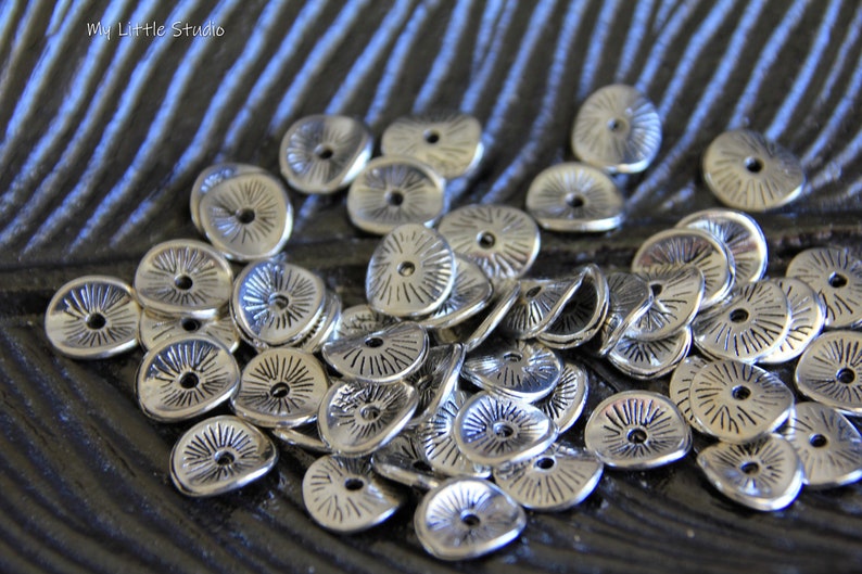Large Round Curved Silver Discs-spacer Beads-tibetan Silver-antique ...