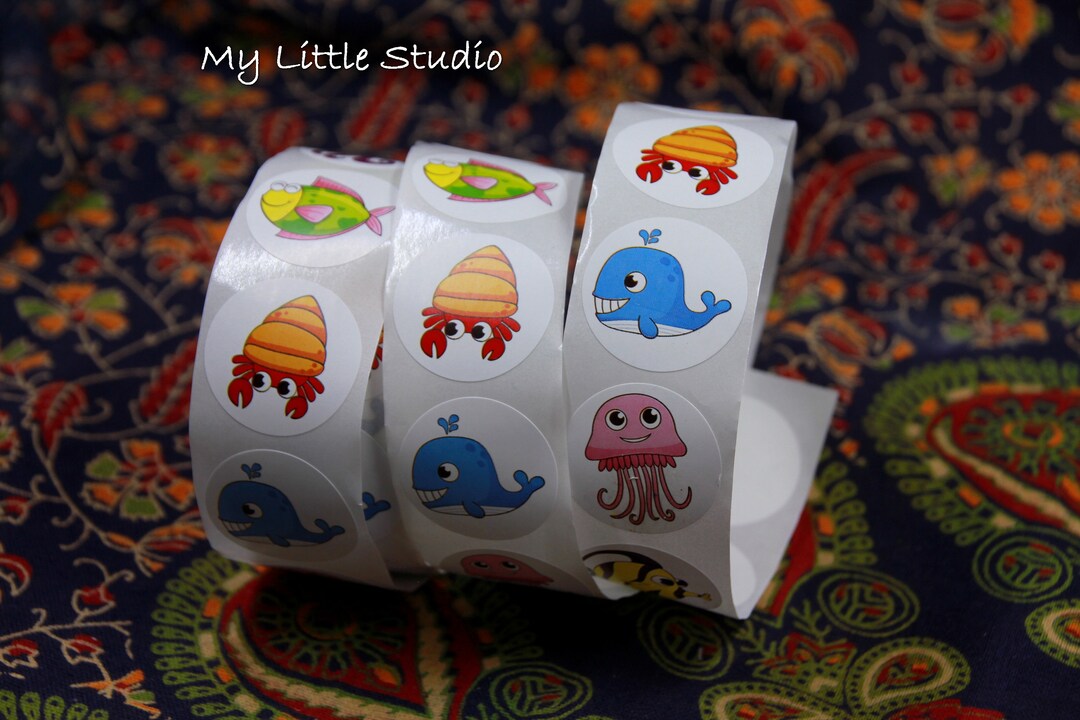 Sea Creatures Stickers-25mm Round-1 Roll-500 Stickers-sealing Stickers ...