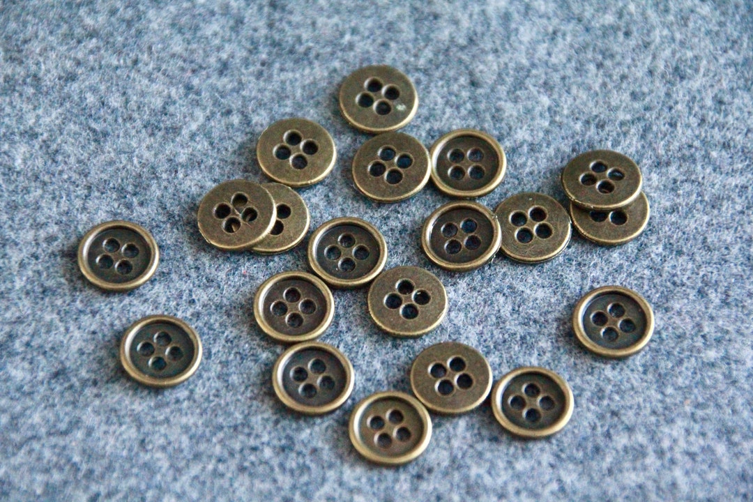 Metal Buttons-10mm-pack of 10 Buttons-choose Size-flat Buttons-4 Hole ...