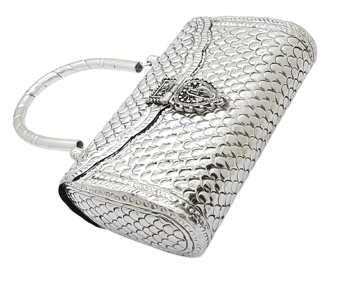 Silver Metallic Clutch Purse for Evening Party Look Handmade - Etsy