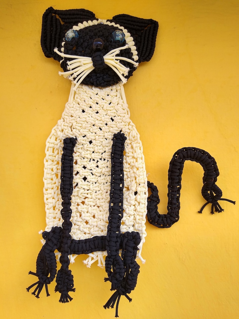 Amazing Handmade Macrame Black Cat Wall Hanging Beautiful Wall - Etsy ...