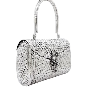 Silver Metallic Clutch Purse for Evening Party Look Handmade Ethnic ...