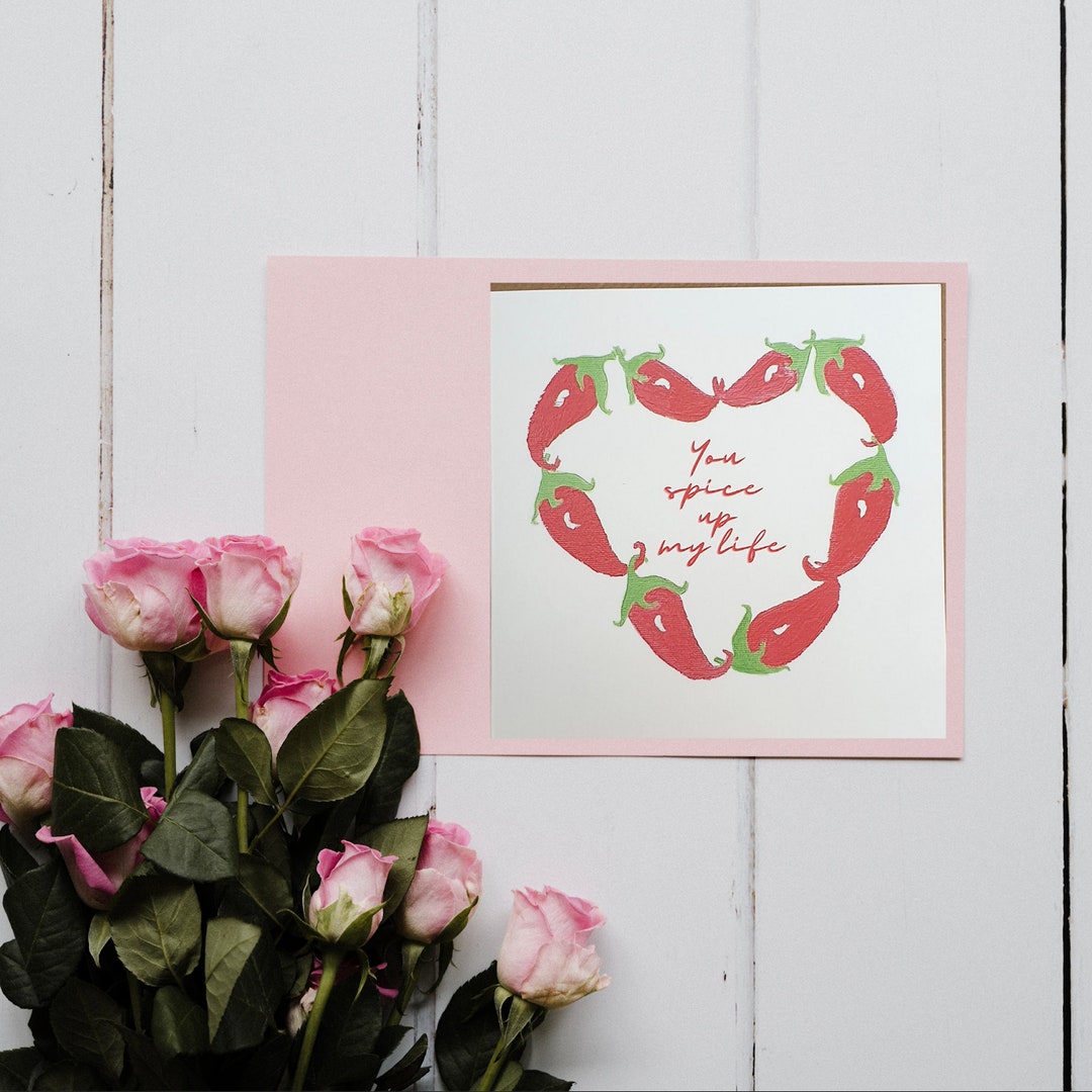 Chili Pepper Heart Valentine's Day Card - Etsy