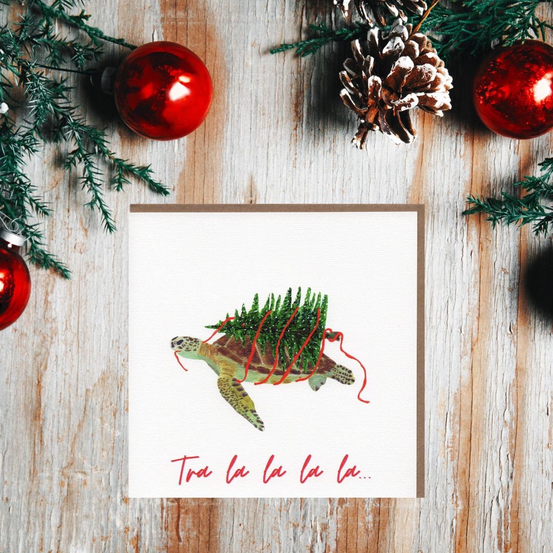 Festive Sea Turtle Card Turtle Christmas Tra La La La La - Etsy