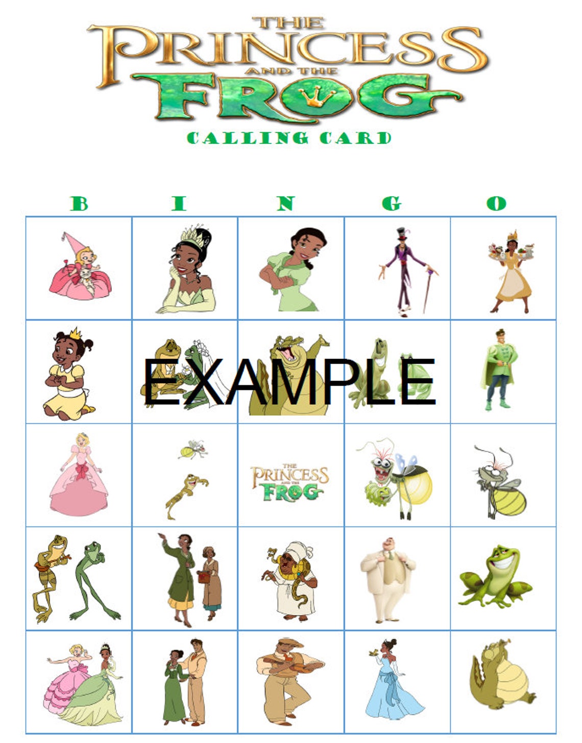 The Princess and the Frog Bingo | Etsy