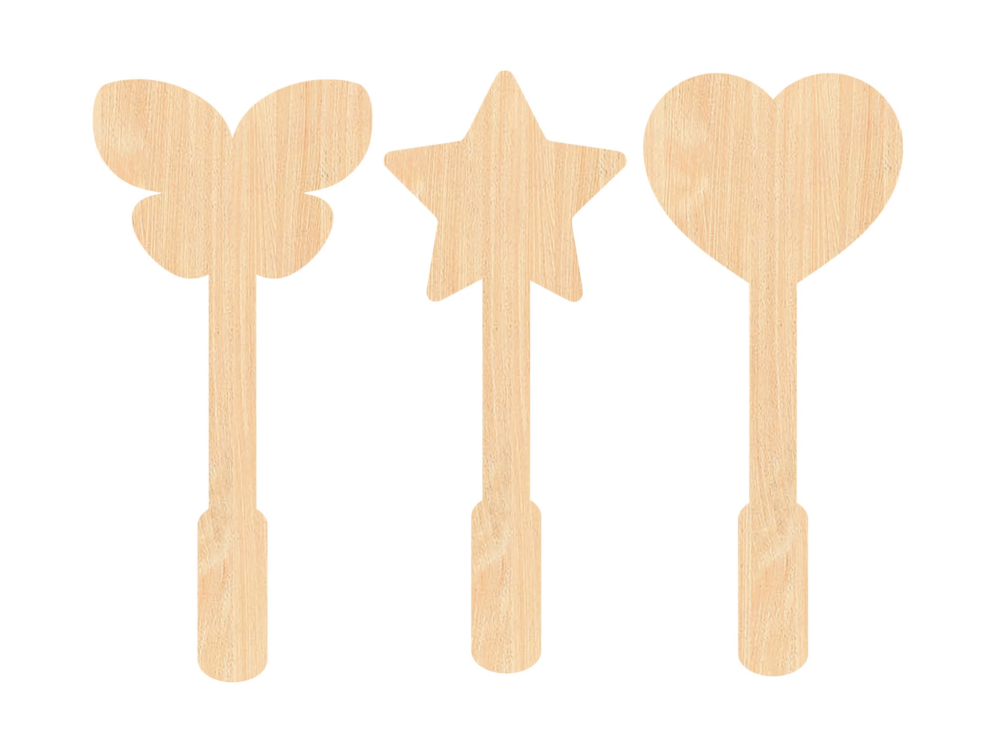 Wooden Fairy Wand Craft Shapes Pack of 3 Kids Activity Home - Etsy
