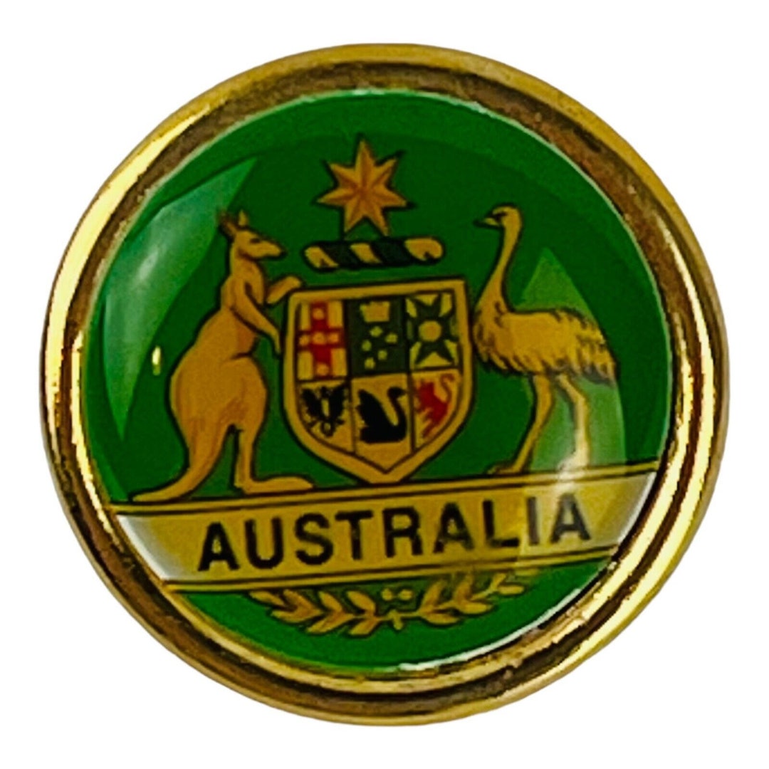 Vintage Australia Coat of Arms Crest Lapel Pin Travel Souvenir Kangaroo ...