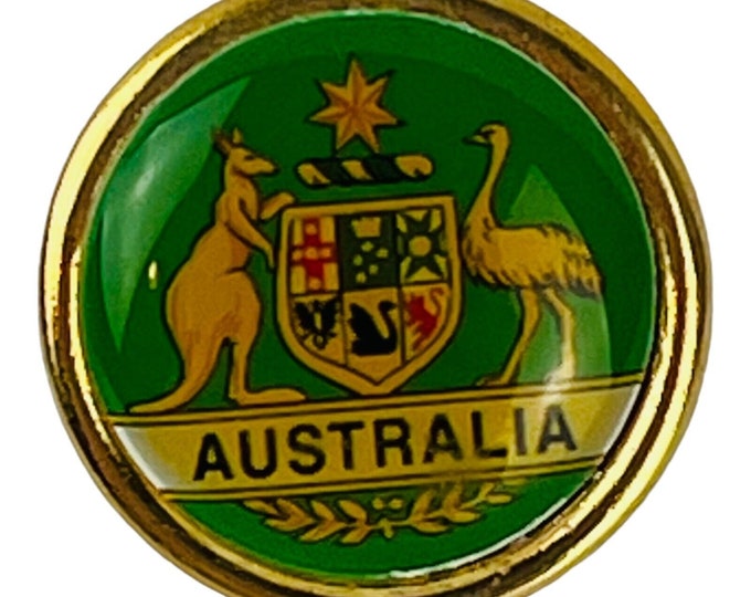 Vintage Australia Coat of Arms Crest Lapel Pin Travel Souvenir Kangaroo ...
