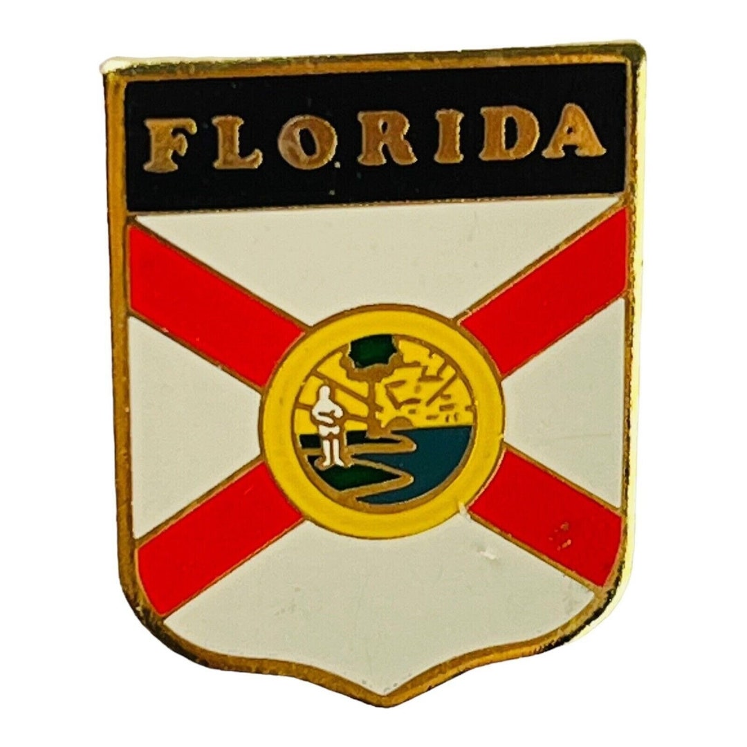 Vintage Florida State Flag Crest Lapel Hat Pin Travel Souvenir - Etsy