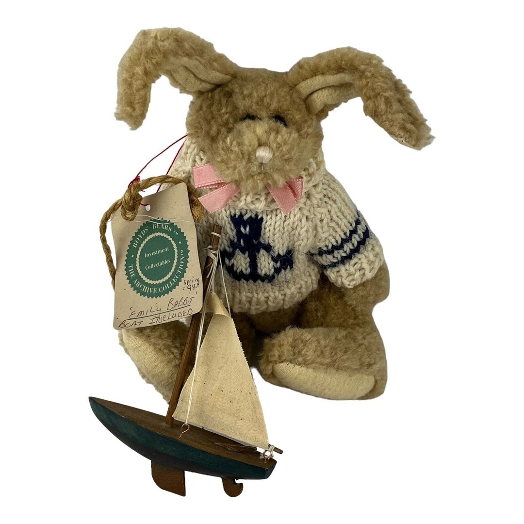Boyds Bears Emily Babbit Bunny Rabbit 1994 Anchor Sweater and Sailboat ...