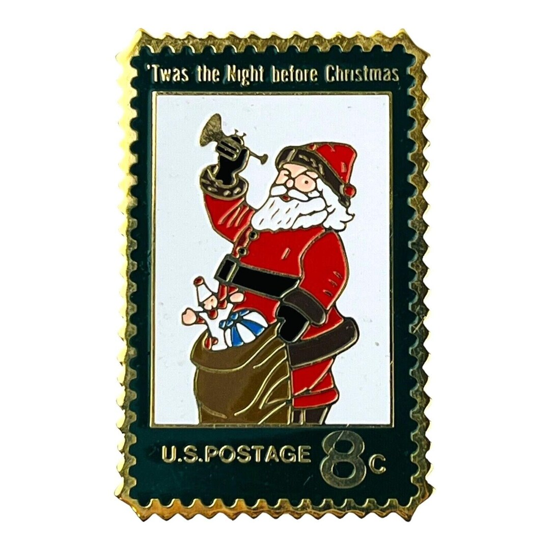 Vintage Santa Claus Christmas Postage Stamp Lapel Pin Souvenir Gift ...
