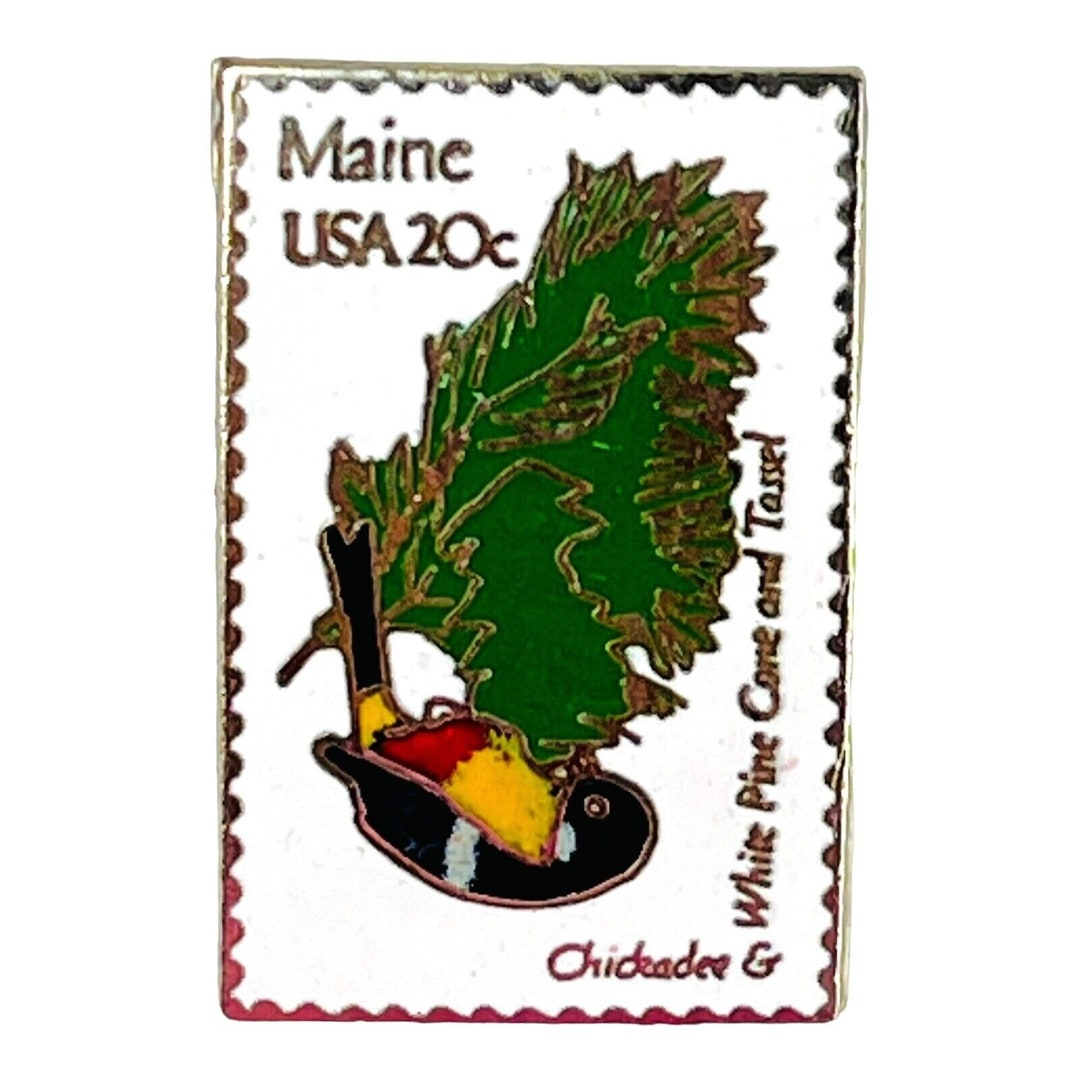 Vintage Maine State Bird and Flower Postage Stamp Lapel Pin - Etsy