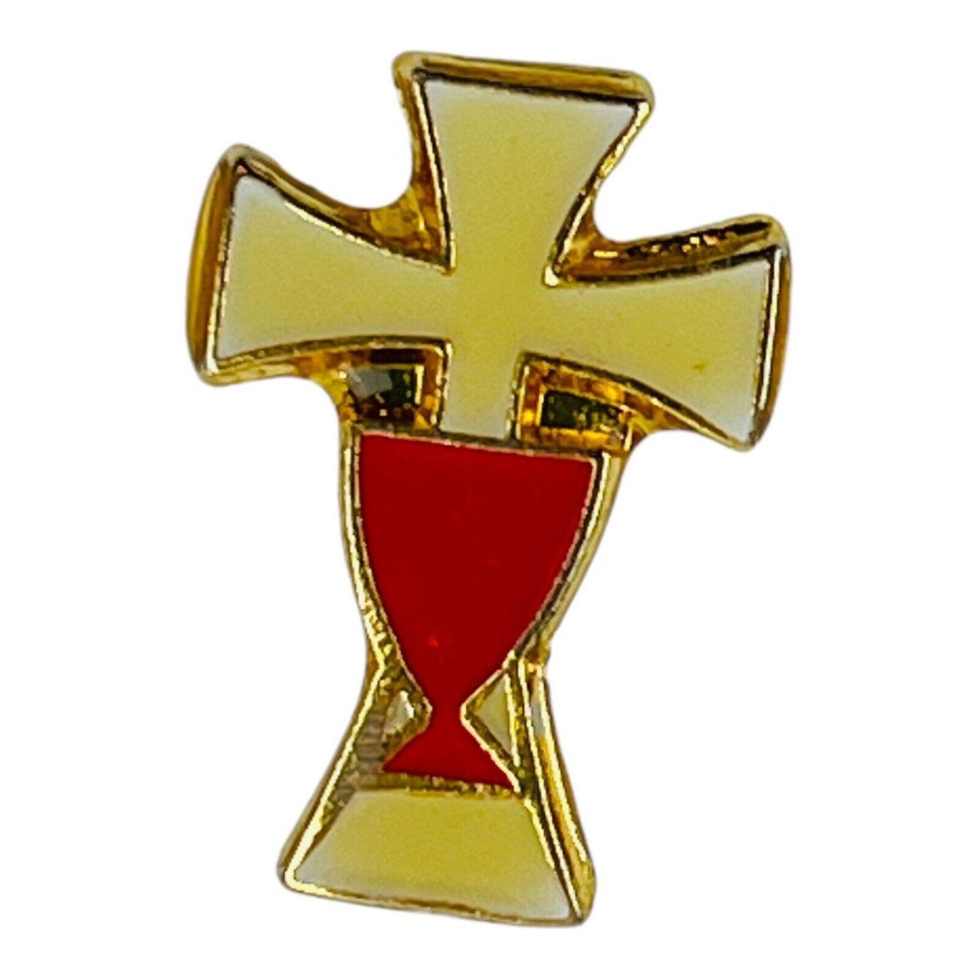 Vintage Cross and Chalice Lapel Hat Pin Communion Christian Religious ...