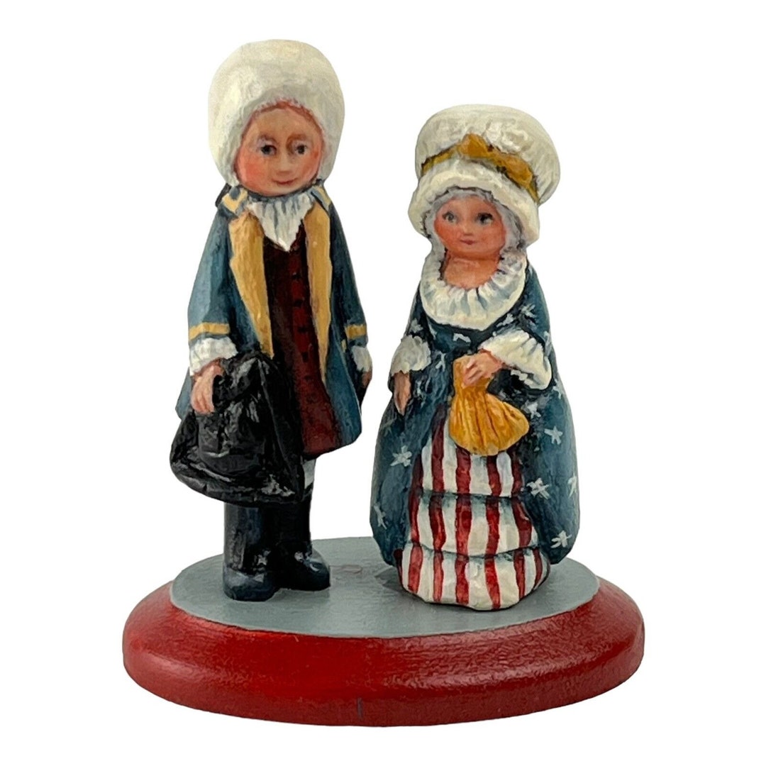 Vintage George and Martha Washington Hand Painted and Hand Carved Wood ...