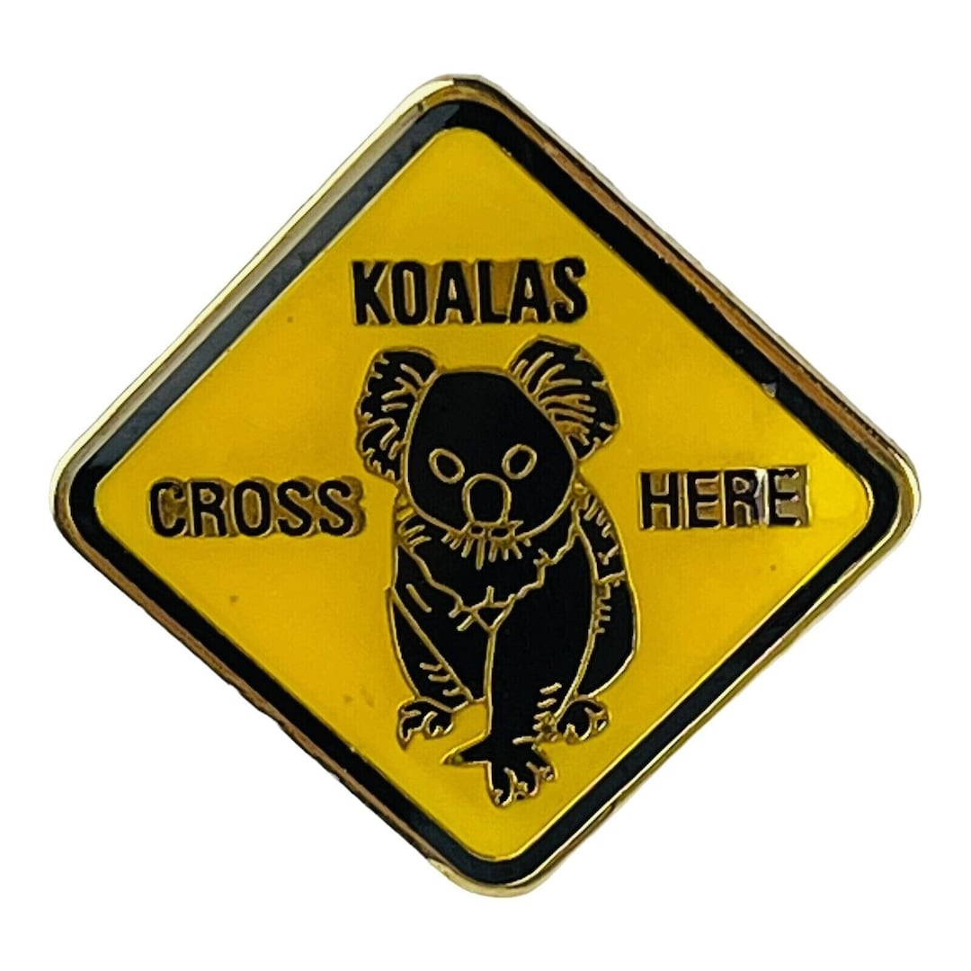 Vintage Koalas Cross Here Lapel Hat Pin Australia Travel Souvenir Koala ...