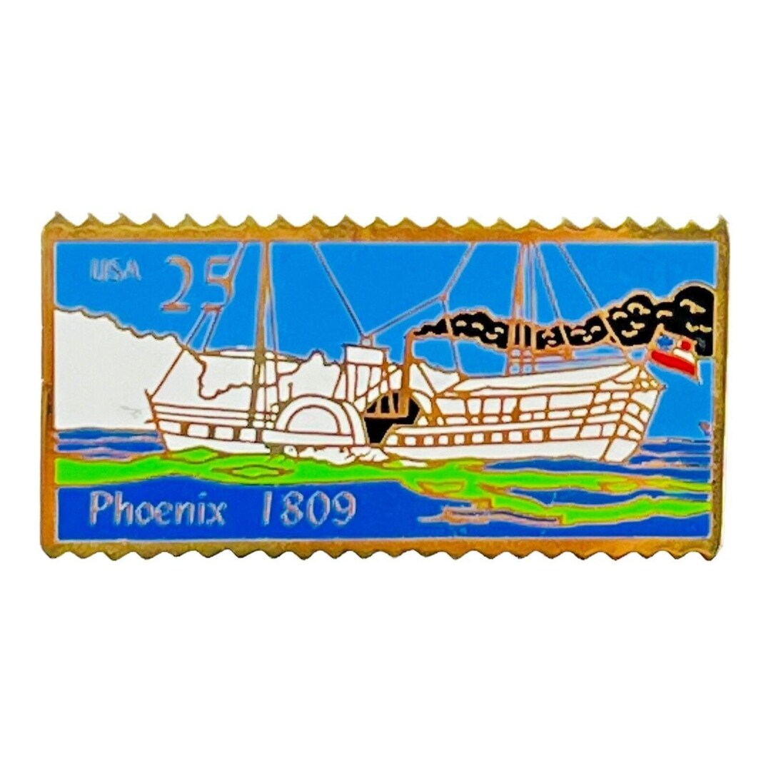 Vintage Phoenix Ship 1809 Postage Stamp Lapel Hat Pin Souvenir Gift ...