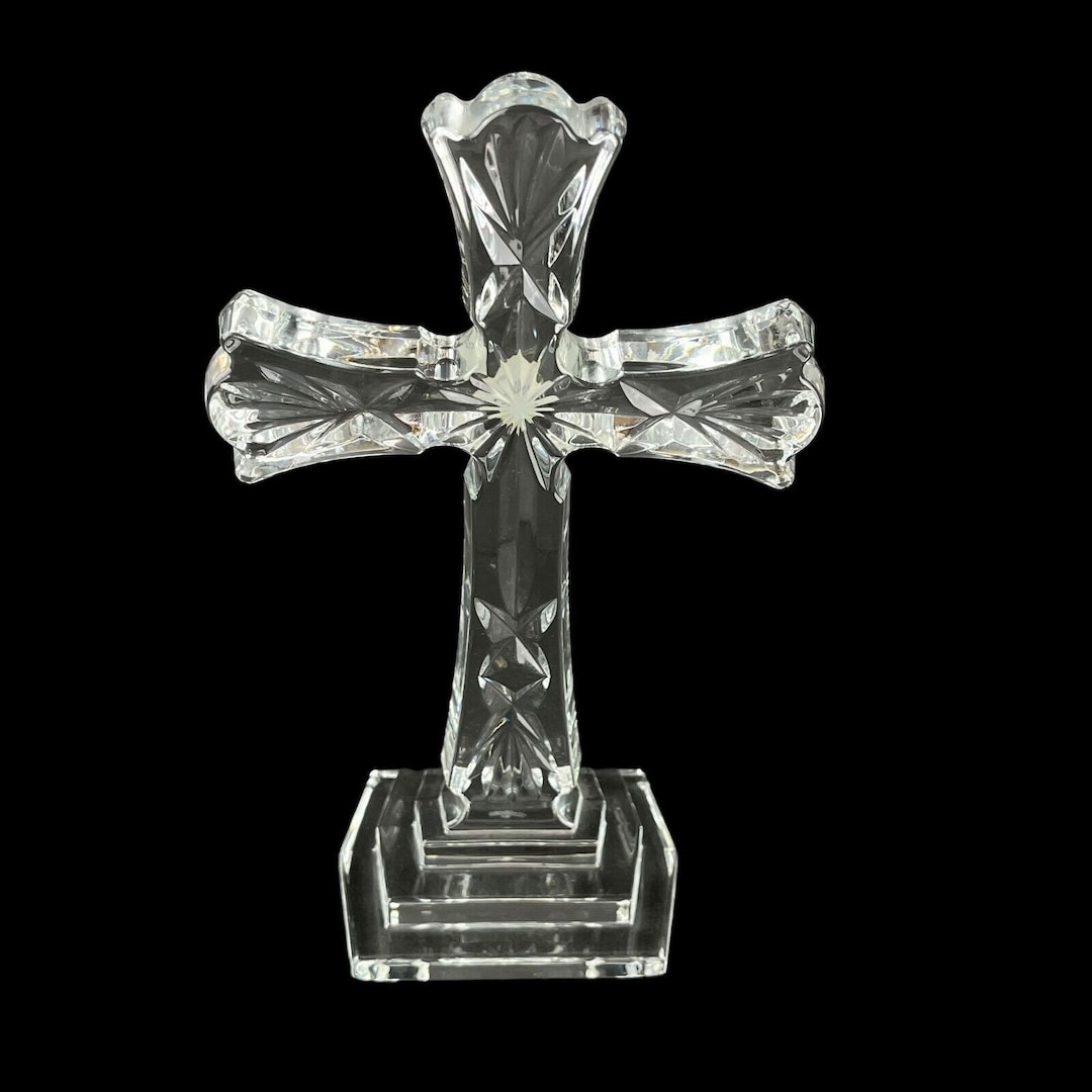 Vintage Waterford Crystal Standing Cross Figurine Sculpture 8 Inch ...