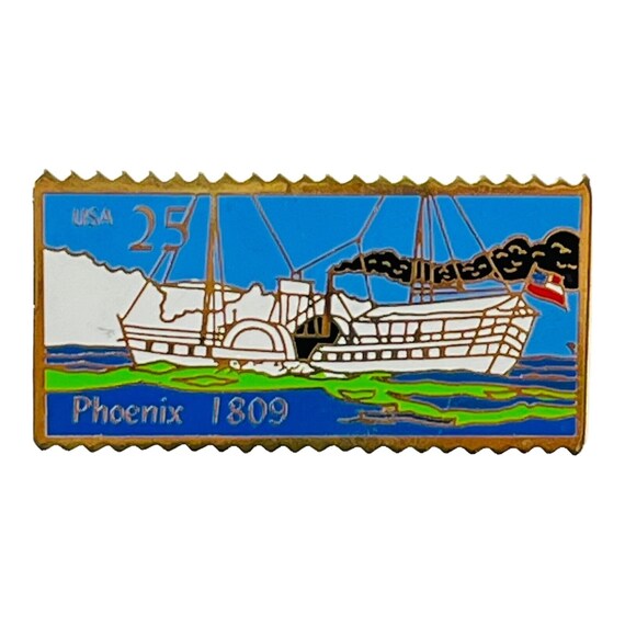 Vintage Phoenix Ship 1809 Postage Stamp Lapel Pin Sou… - Gem