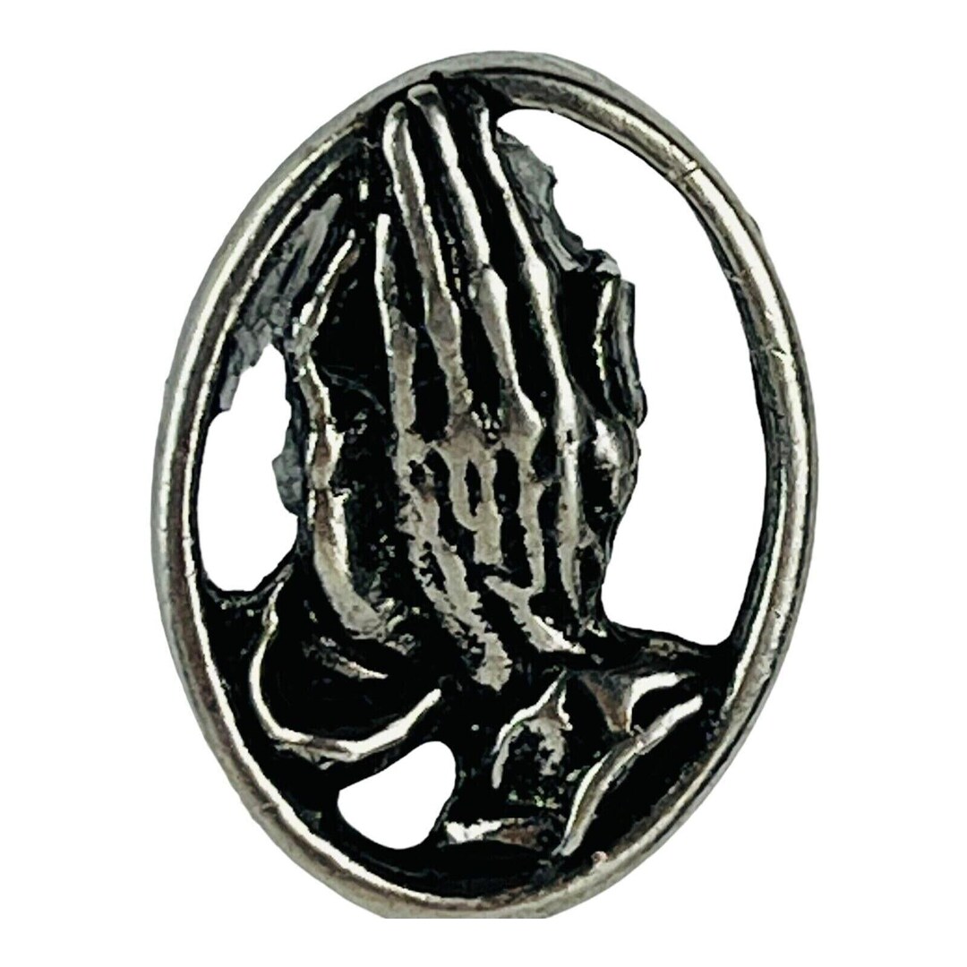 Vintage Praying Hands Lapel Hat Pin Christian Prayer Gift Silver Tone ...
