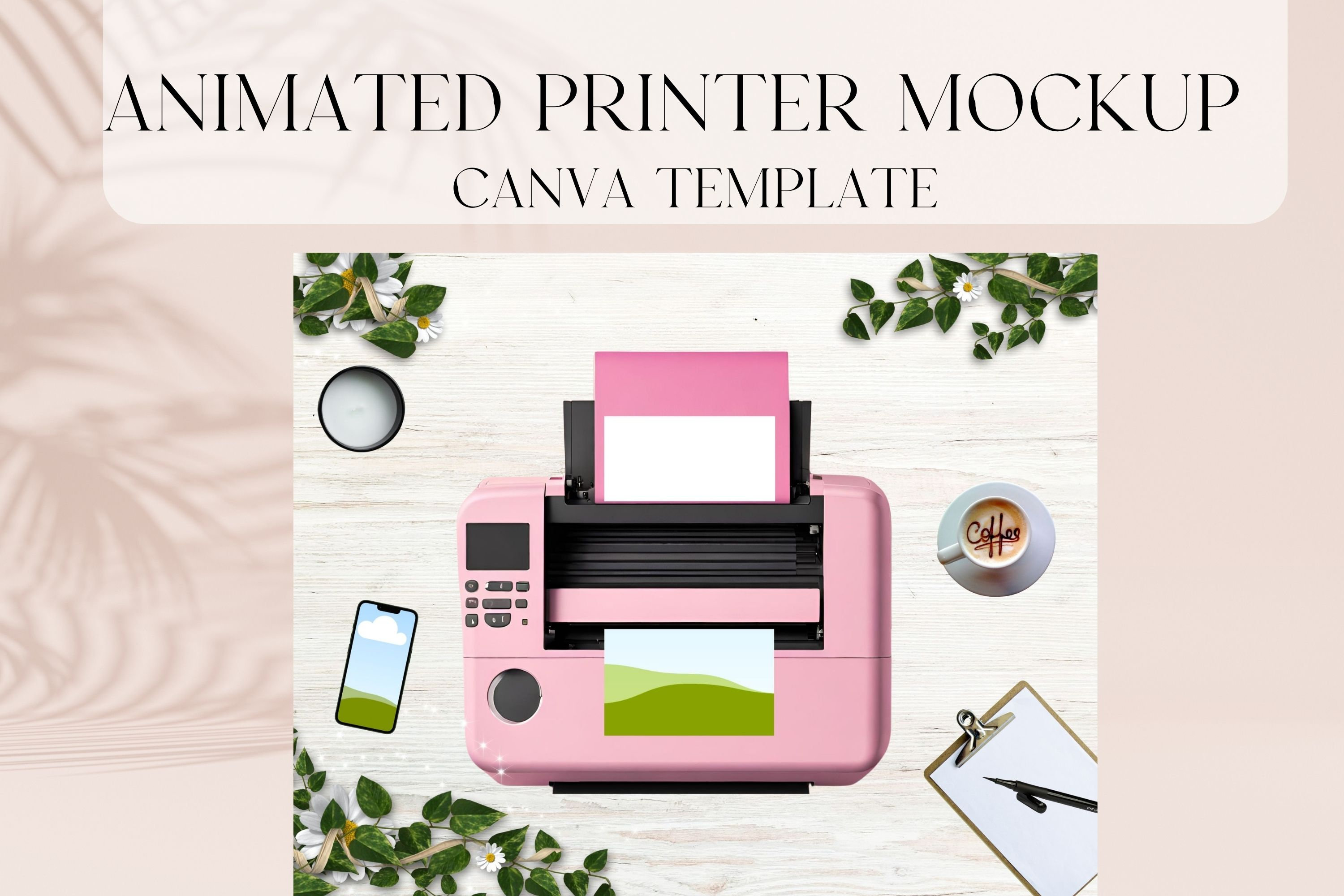 Animated Printer Mockup ,canva Template , Paper Printing Video ...