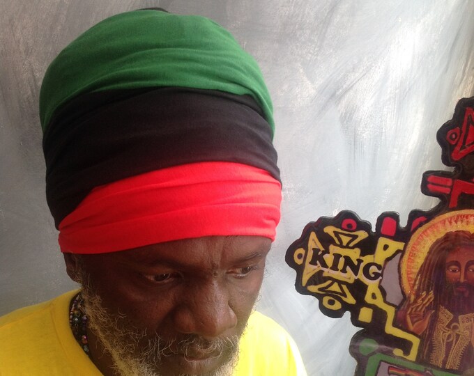 Unisex RBG Headwrap Easy to Wrap Turban Nyabinghi Boboshanti Headwrap ...