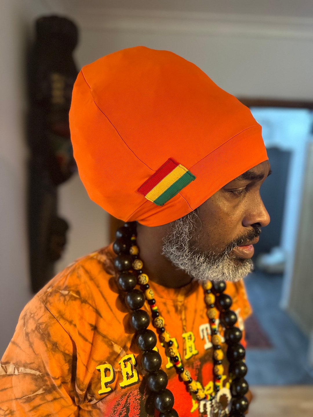 Bright Orange Rasta Hat Rasta Turban Rastaman Orange Turban Nyabinghi ...