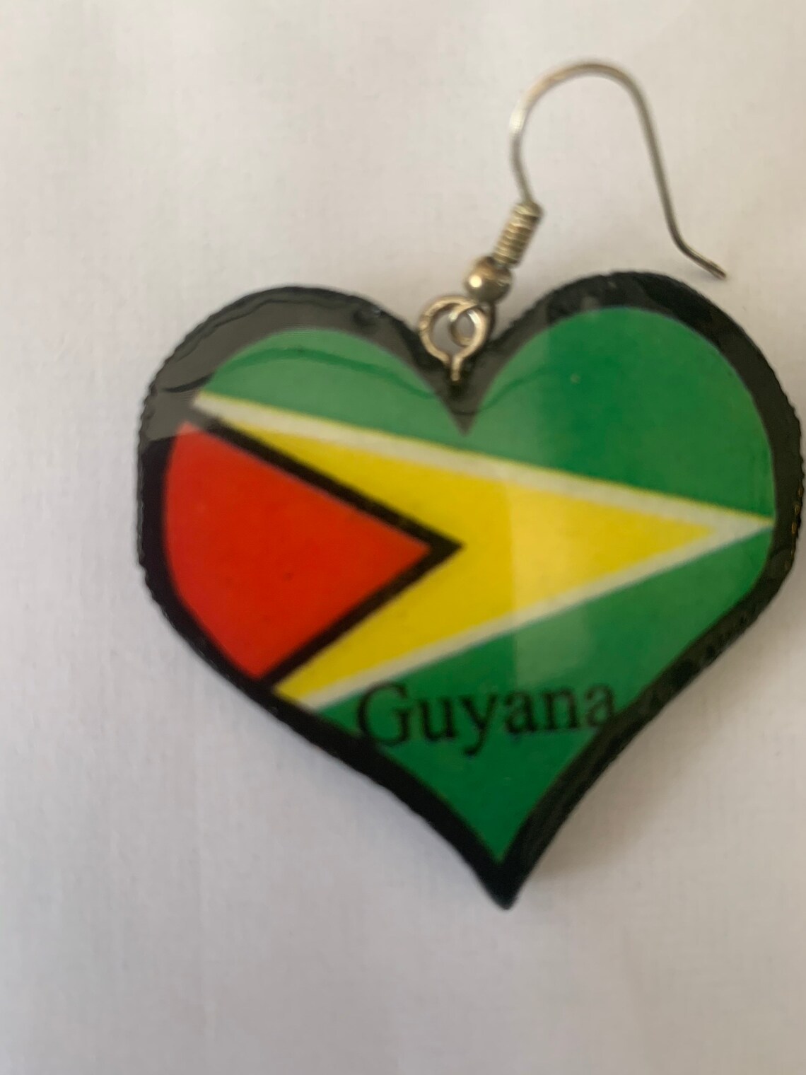 Guyana Flag Earrings Heart Earrings Handmade Earrings - Etsy