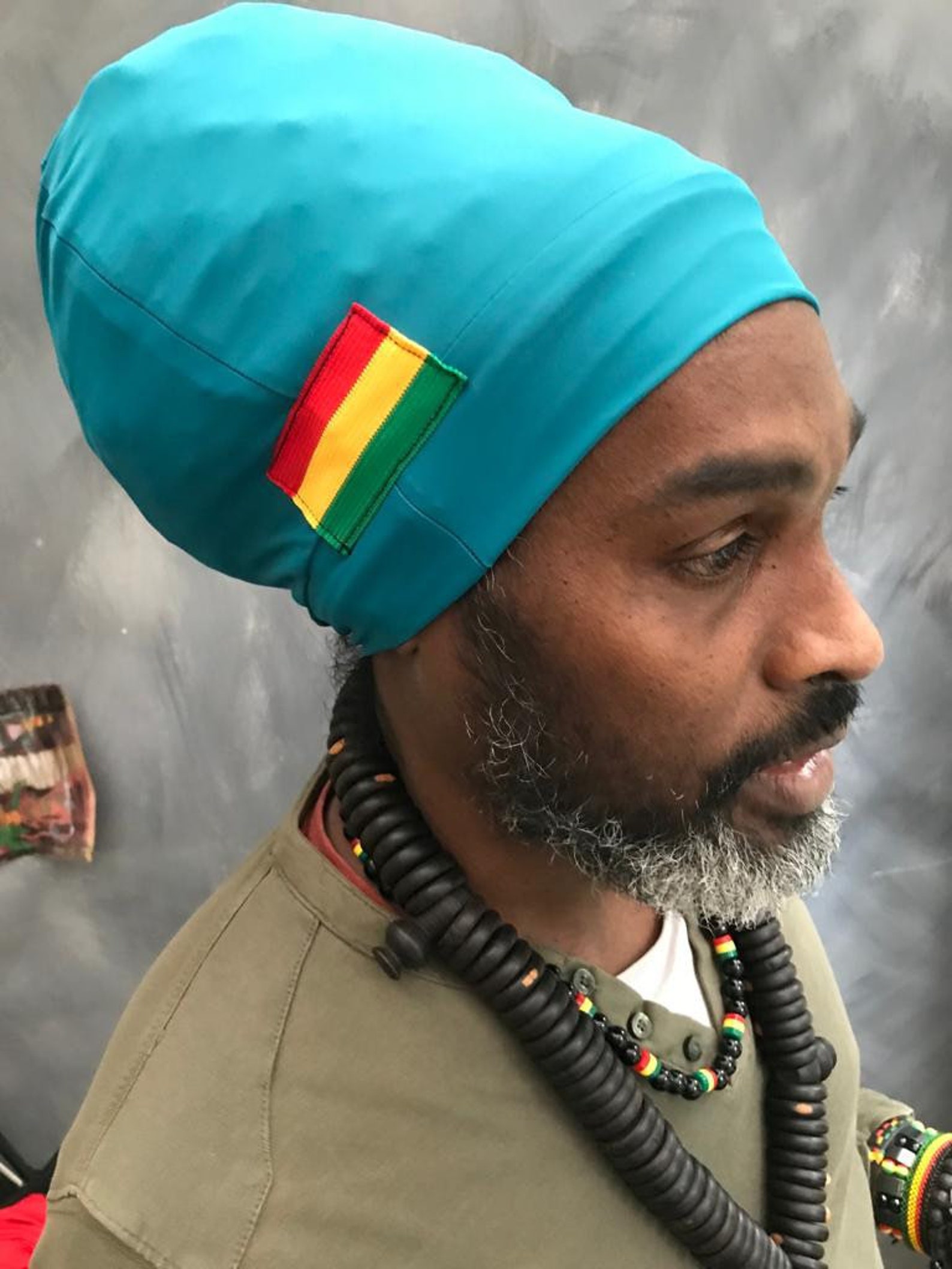 Turquoise Rasta Hat Rasta Turban for Man Green Rasta Headwrap Rasta Tam ...