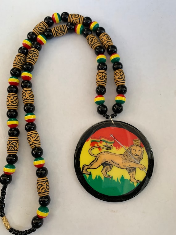Lion of Judah Rastafari Blessings Necklace | Etsy