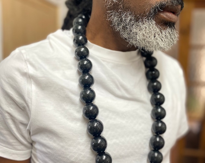 Handmade African Style Chunky Beaded Necklace Mens/unisex Black - Etsy