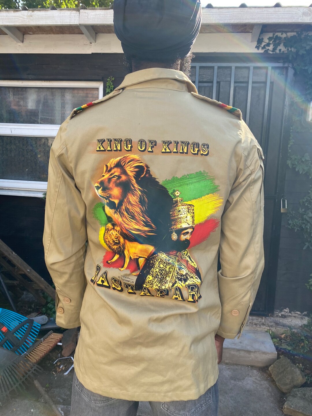 Rasta Jacket Khaki Selassie Jacket Rastaman Gideon Jacket Lion of Judah ...