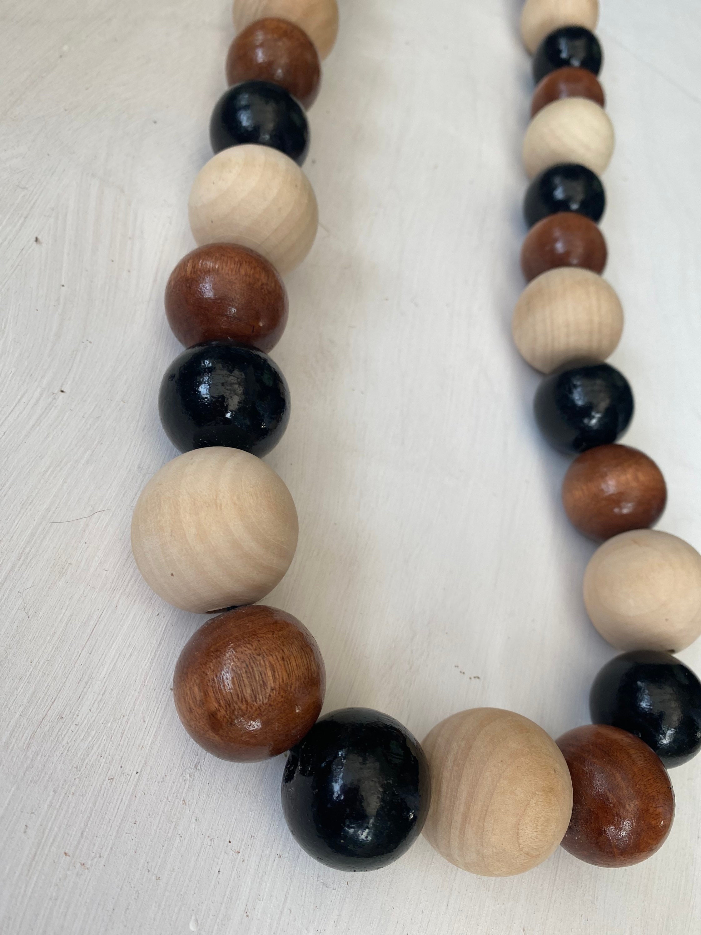 30 Mm Tri Colour Wooden Beads Necklace Large Wooden Beads - Etsy