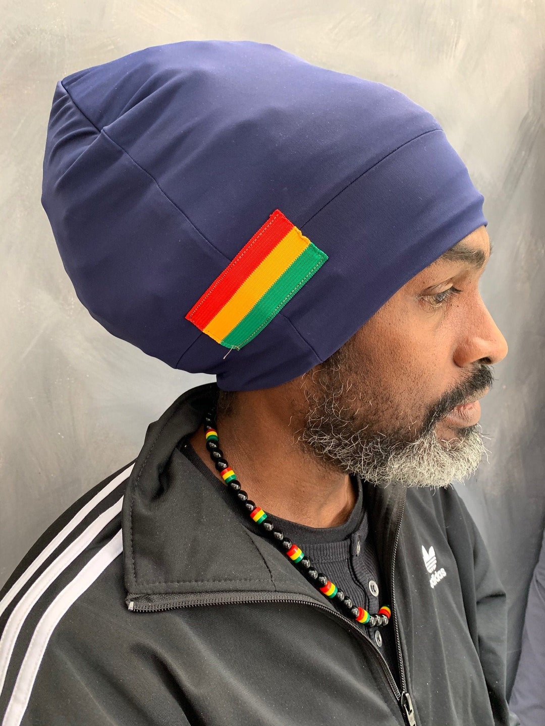 Rasta Hat Rasta Turban Dark Blue Rasta Man Headwrap Nyabinghi Turban Pull on Rasta Turban Tam ...