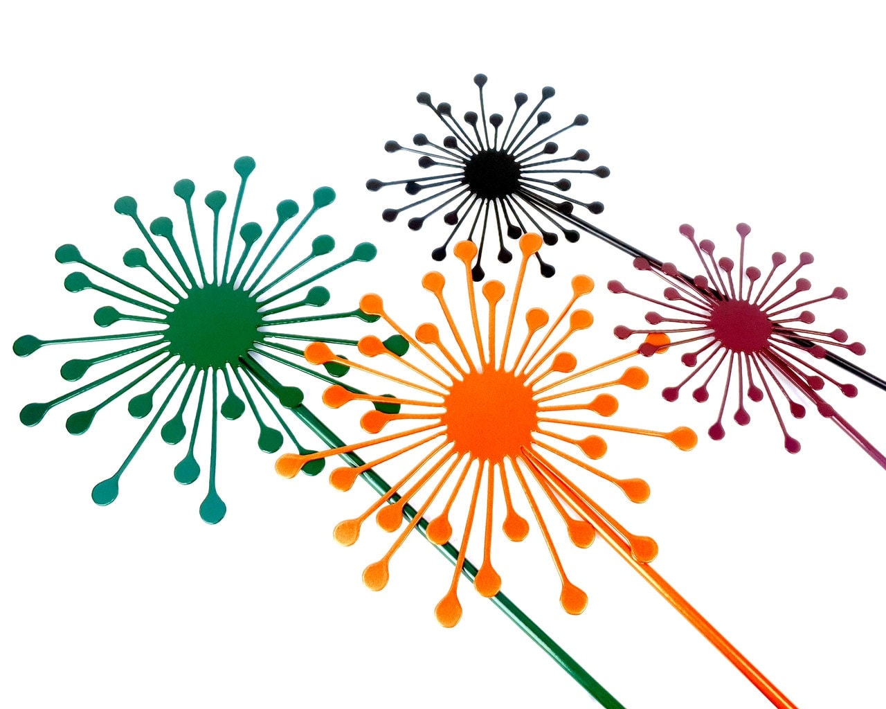 METAL ALLIUM, Allium Garden Seed Head Stakes, Rusty Flower Stake, Metal ...