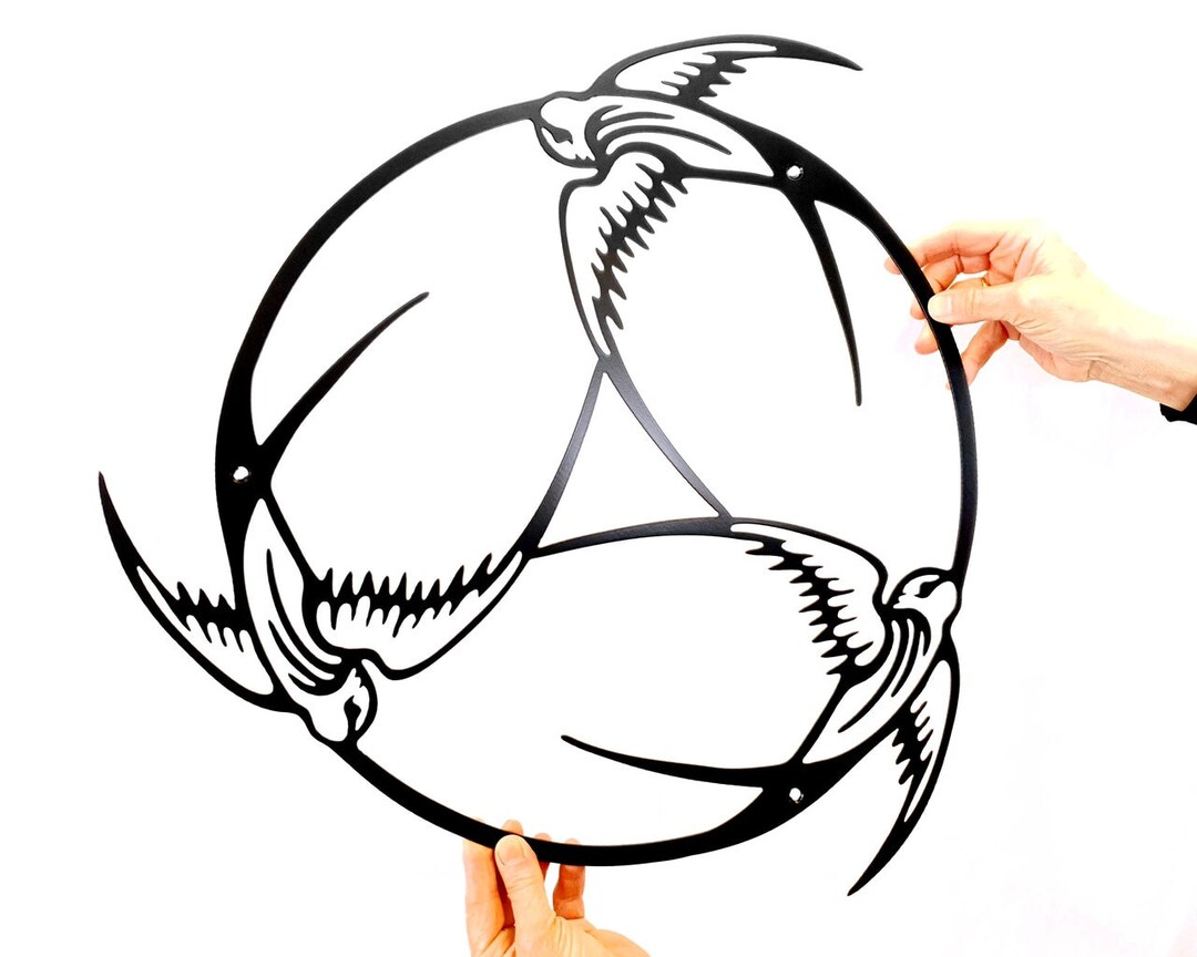 Hirondelles Round Bird Wall Art, Sculpture de jardin suspendue rustique ...